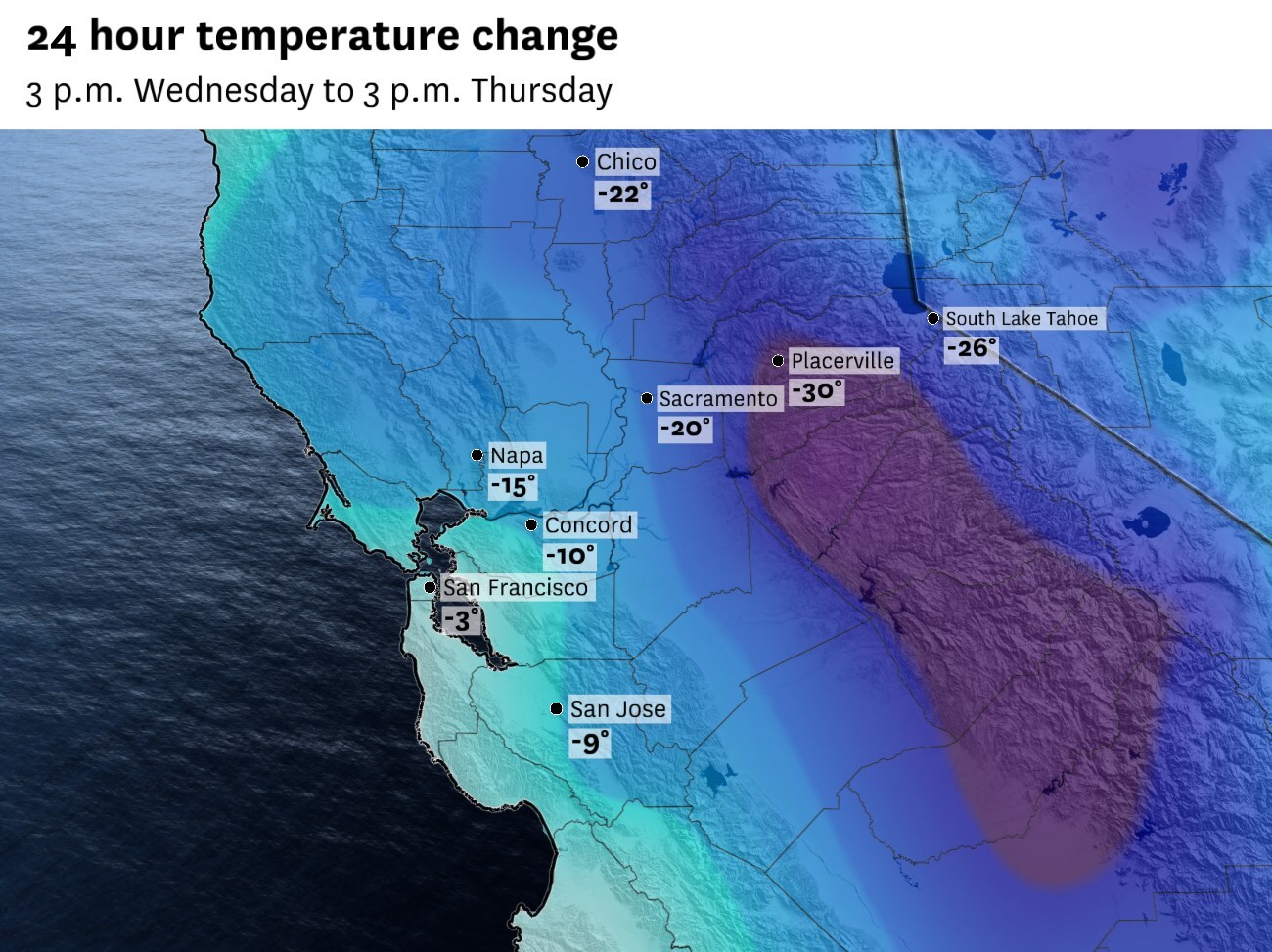 Thursday was the coldest April day this century in this Bay Area city
