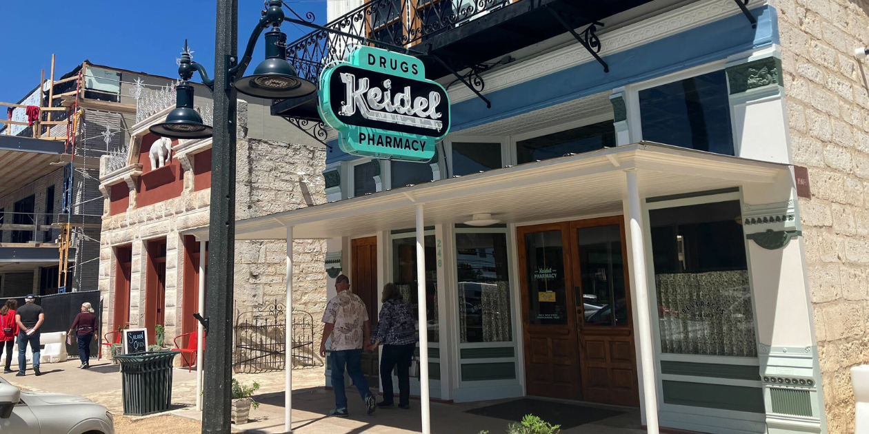 Historic Keidel Pharmacy turned cafe in Fredericksburg