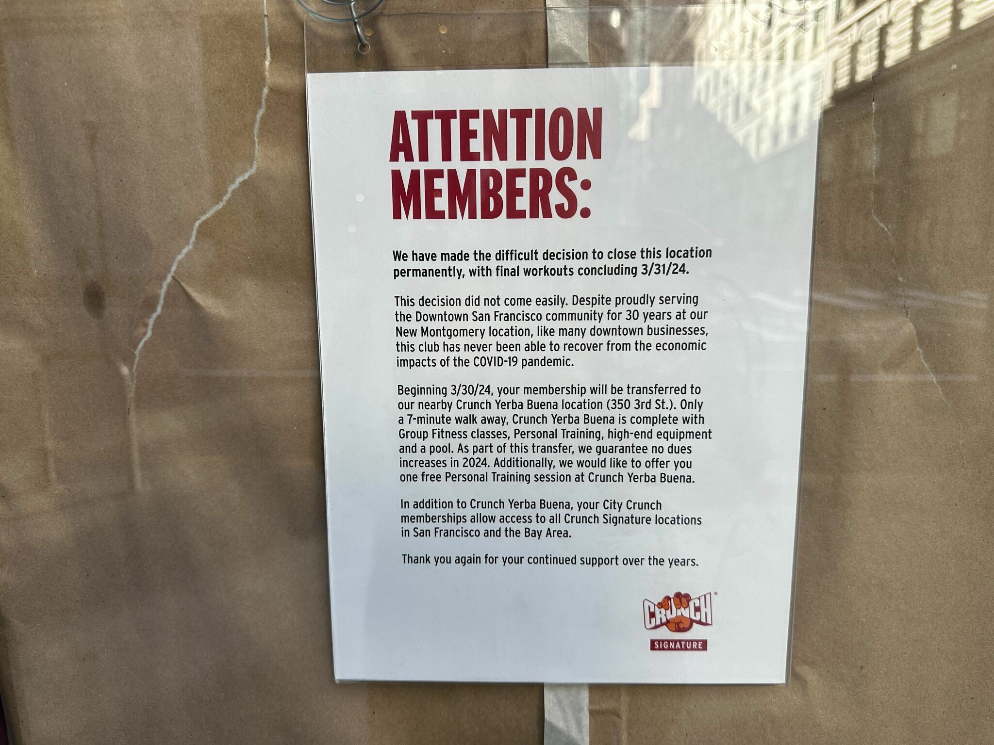 30-year-old Crunch SF gym closes: ‘Never been able to recover’