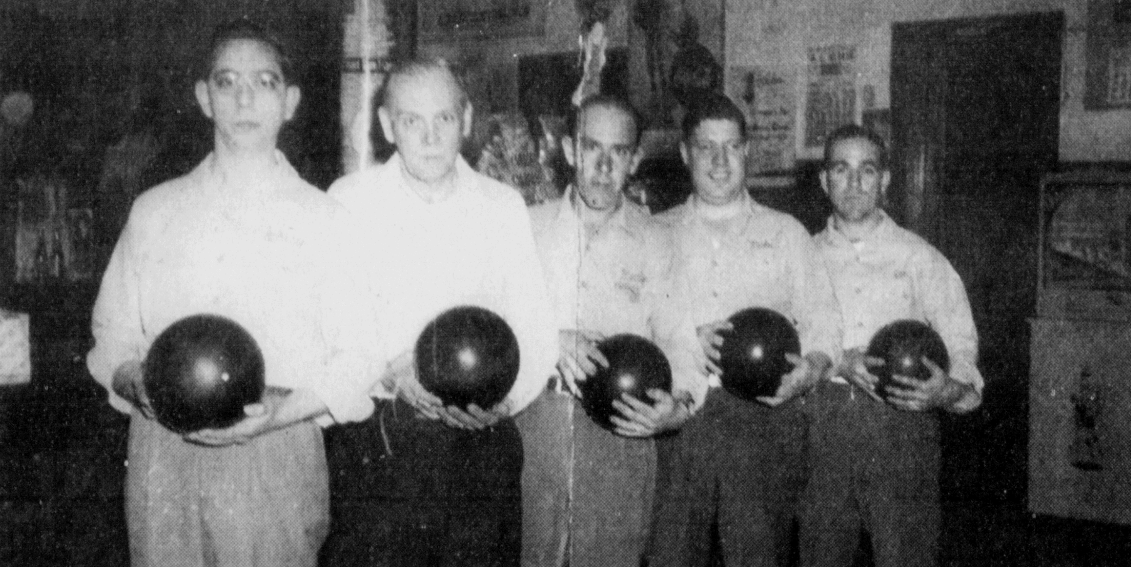These men competed in a bowling league at Acme Bowl in the 1940s.