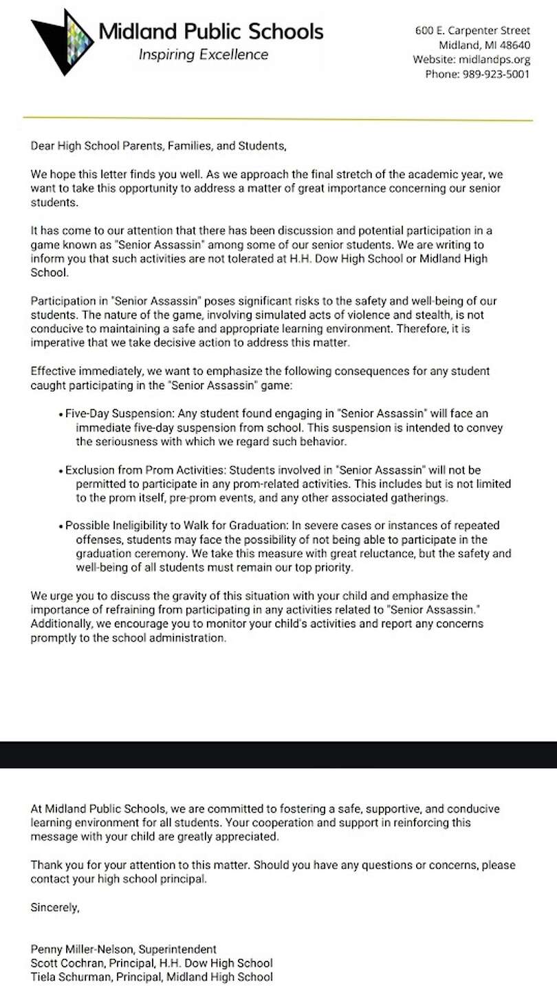 Participants in "Senior Assassin" could face punishment