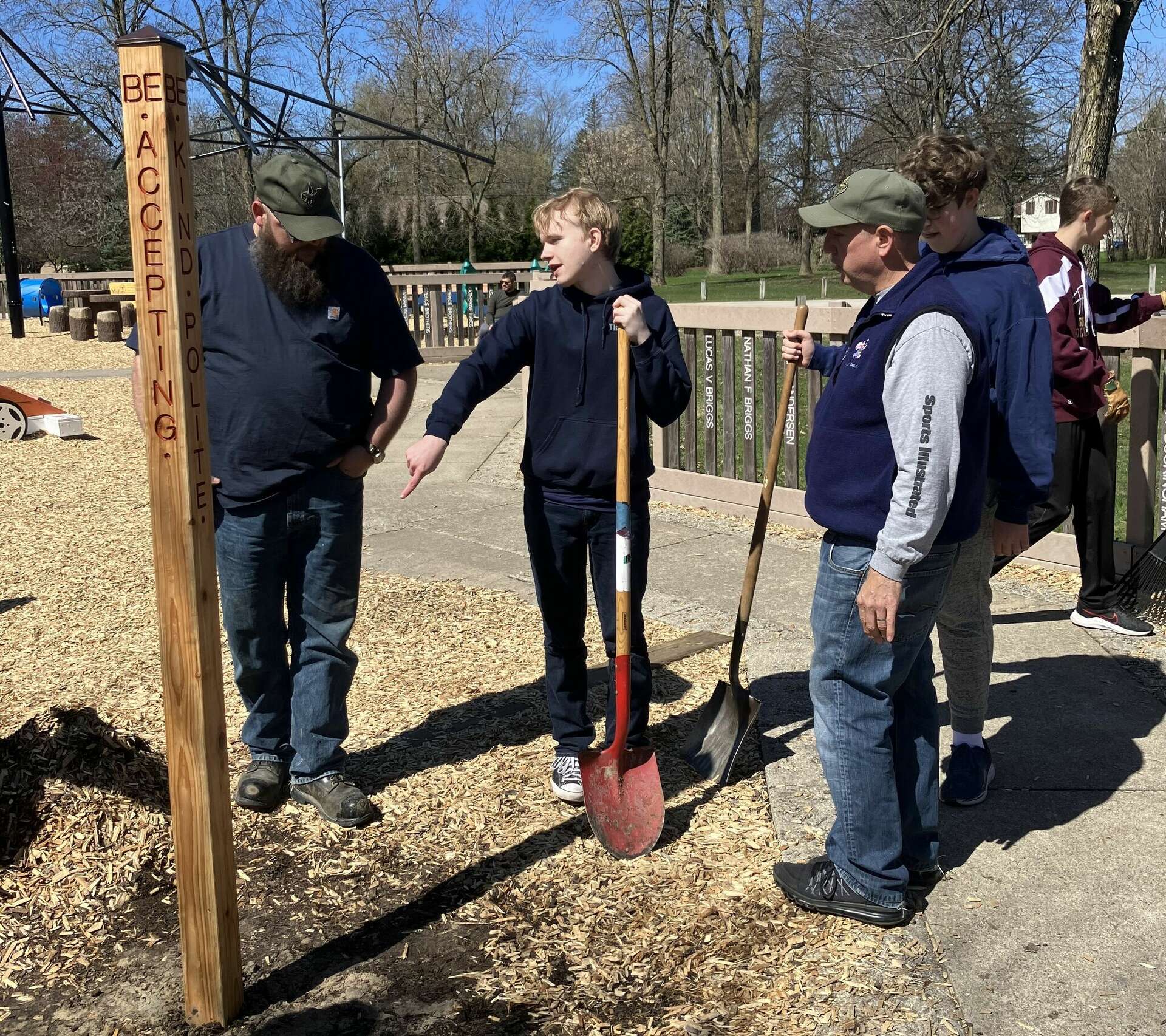 Group of Scouts installs 'Kindling Kindness' pole at Fun Zone