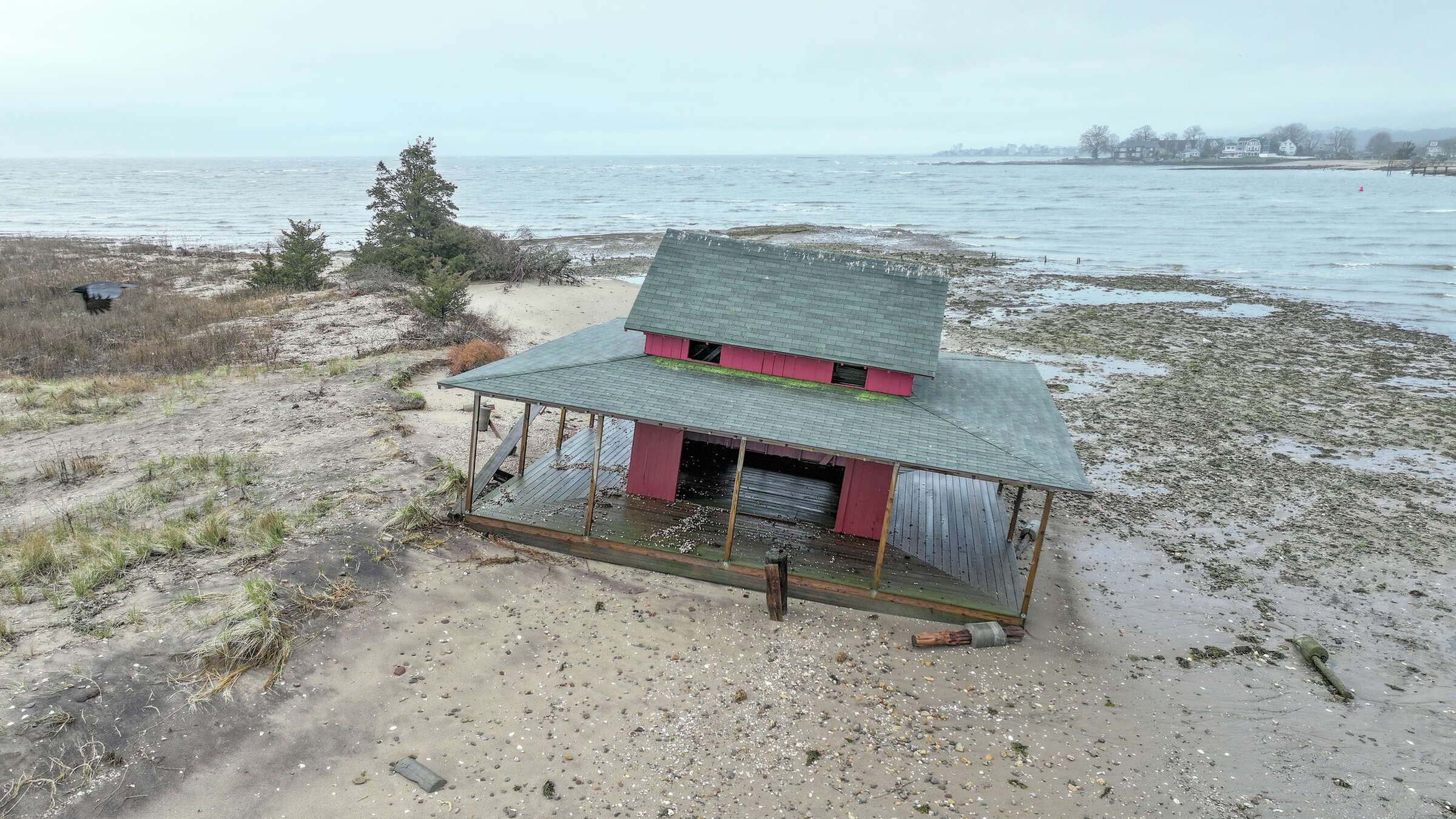 Guilford officials aim to prevent further damage to Grass Island shack