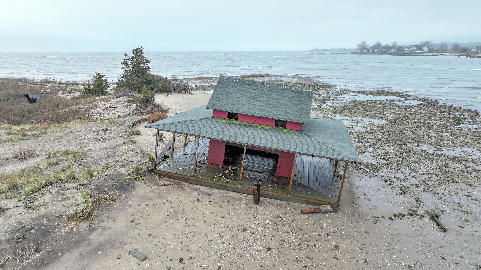 Guilford officials aim to prevent further damage to Grass Island shack