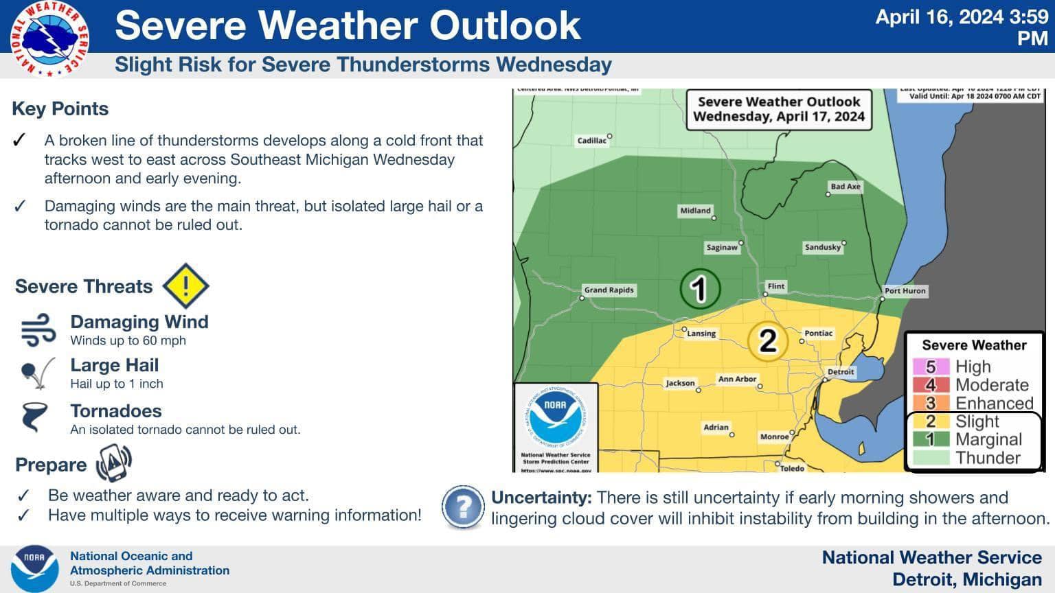 "Marginal risk of severe weather" for the next two days
