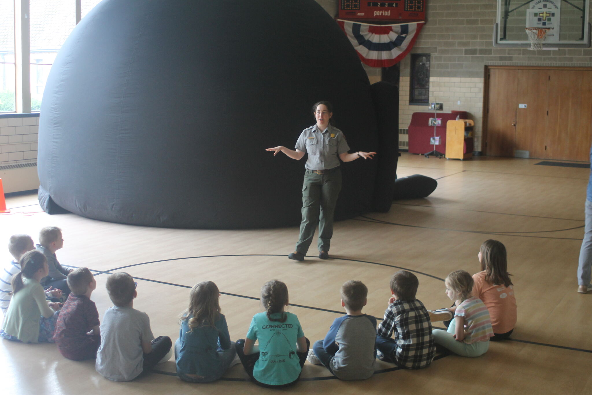 Manistee students enjoy inflatable planetarium dome