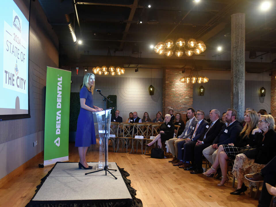 Stamford Mayor Caroline Simmons highlights infrastructure in speech