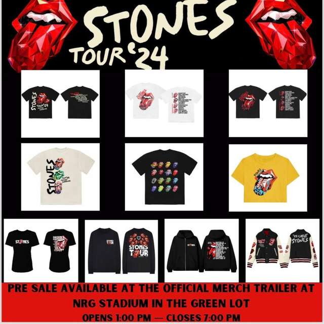 Rolling Stones Hackney Diamonds Tour merch on sale in Houston