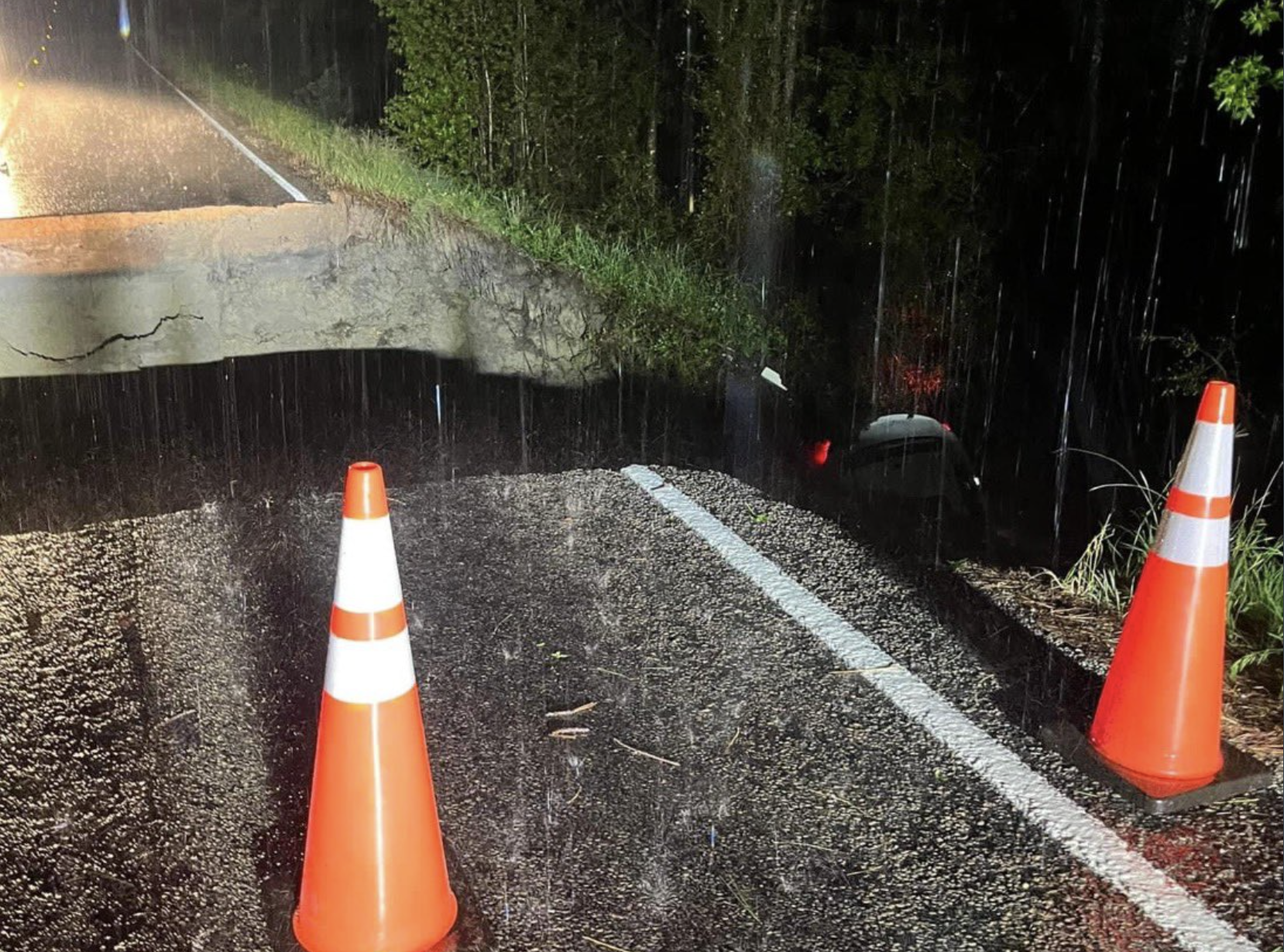 Severe storms destroy road, home outside of Houston