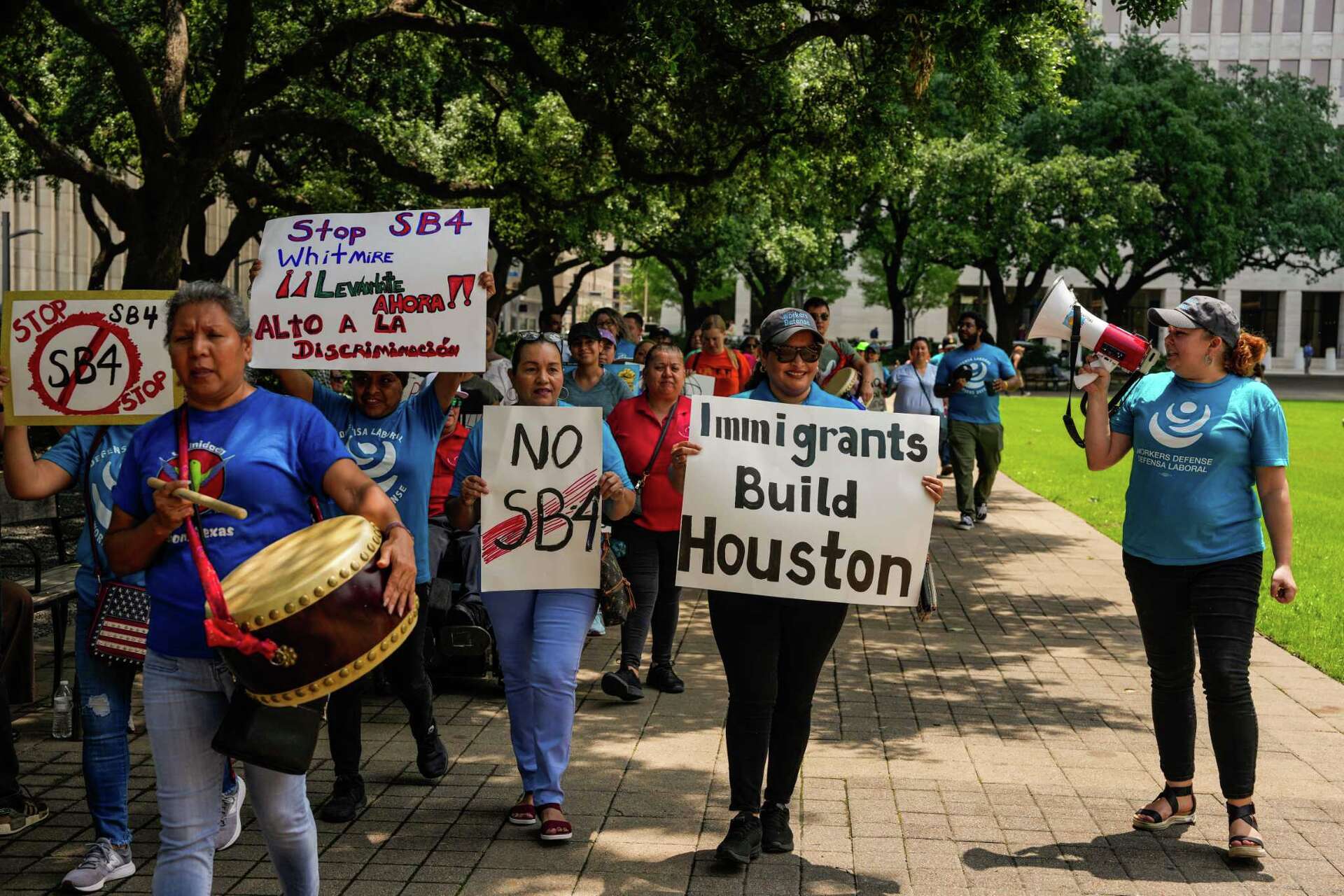 Houston immigration activists rally against migrant deportation law