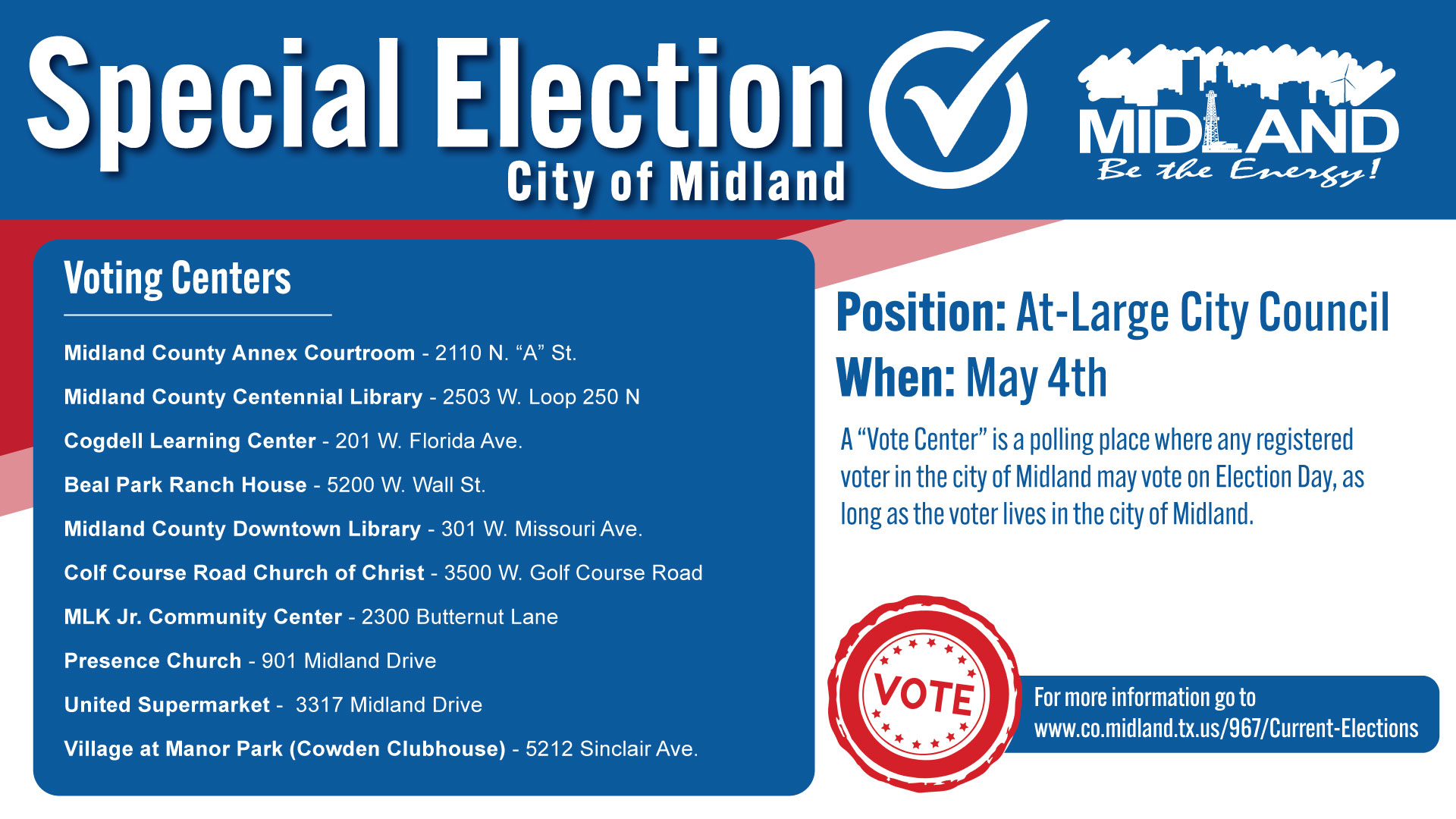 Midland city council election early voting ended Tuesday