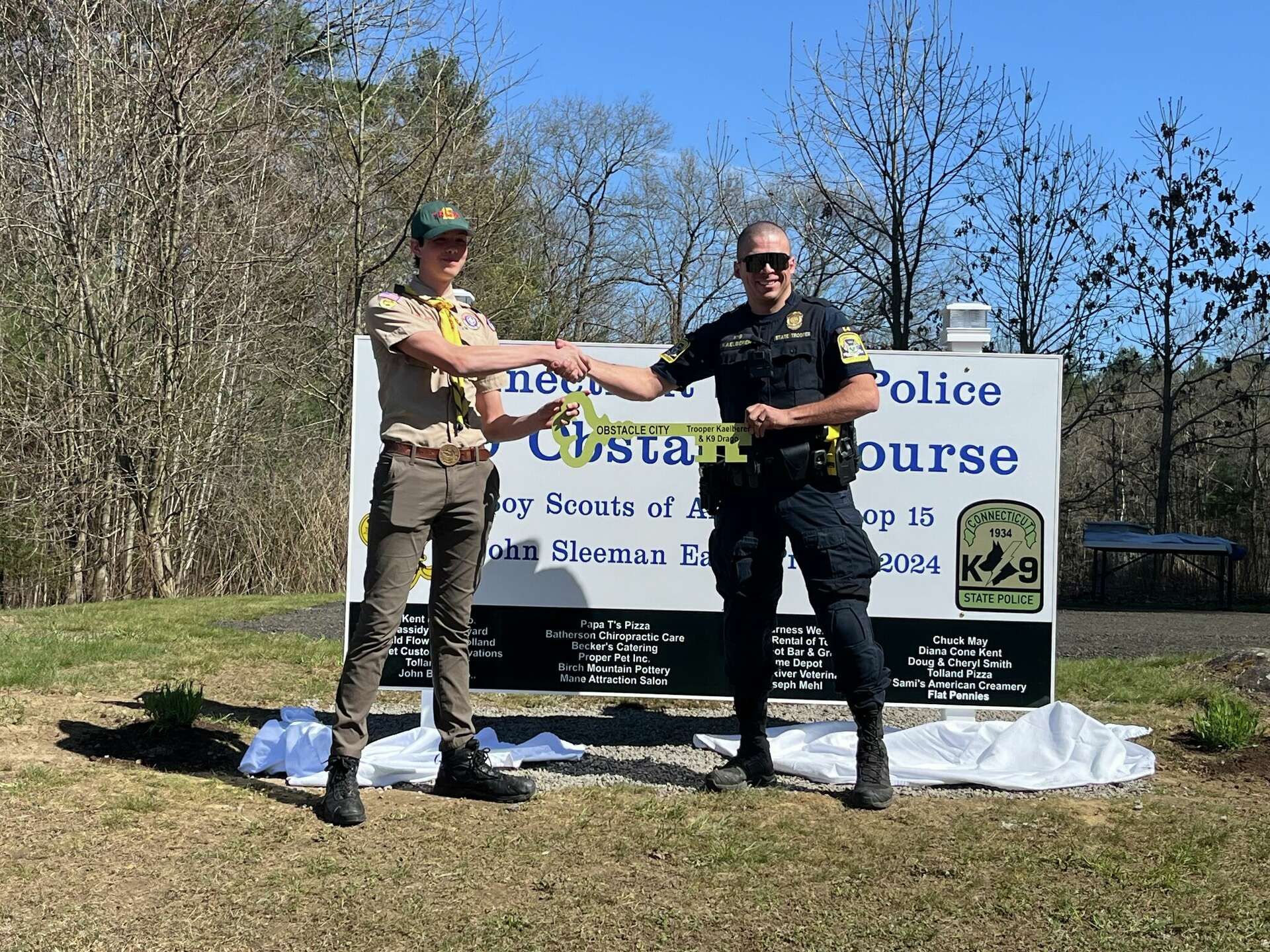 Tolland Eagle Scout project creates new K-9 obstacle course at Troop C
