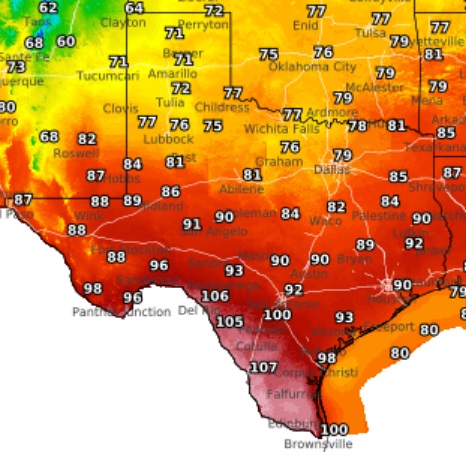 Laredo to approach record high temps then drop with rainy weather