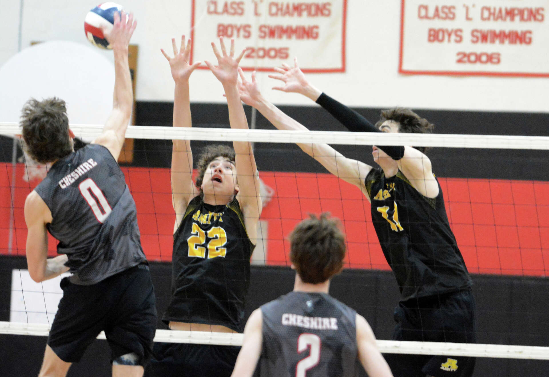Cheshire boys volleyball rallies past Amity in four sets