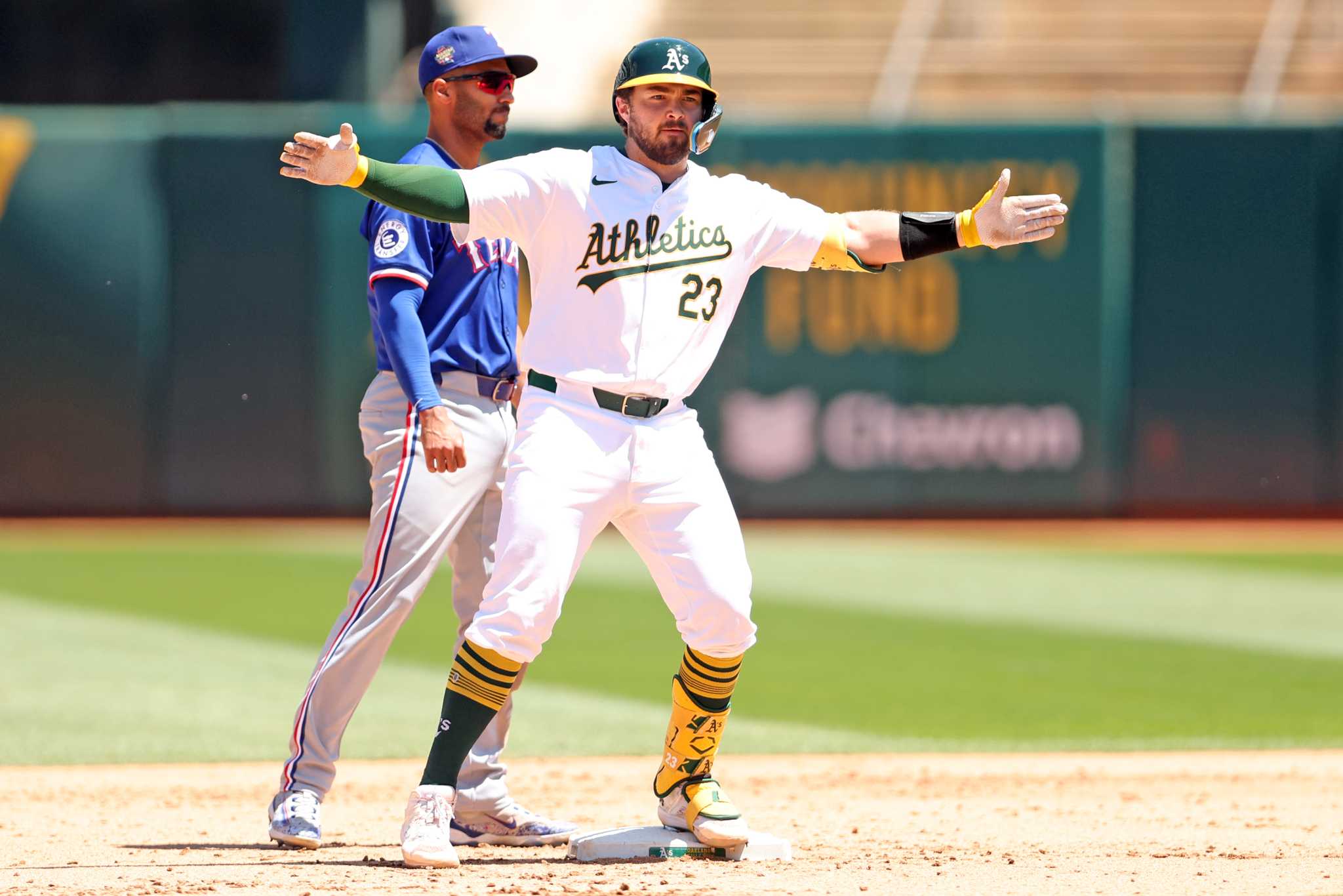 A’s Shea Langeliers has record day in doubleheader split vs. Rangers