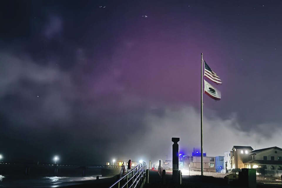 Northern lights illuminate the San Francisco Bay Area night sky
