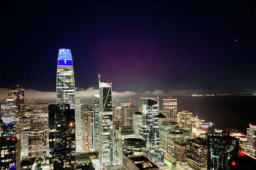 Northern lights illuminate the San Francisco Bay Area night sky