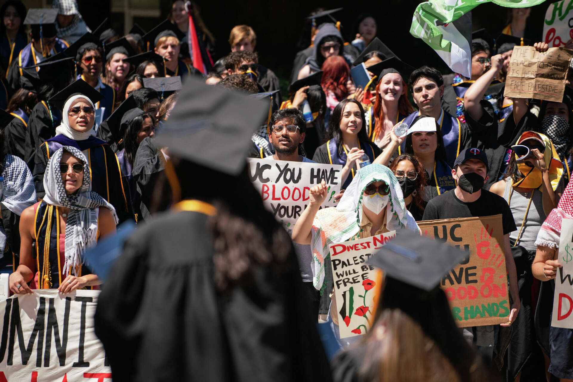 UC Berkeley commencement disrupted by protesters clustering in stadium