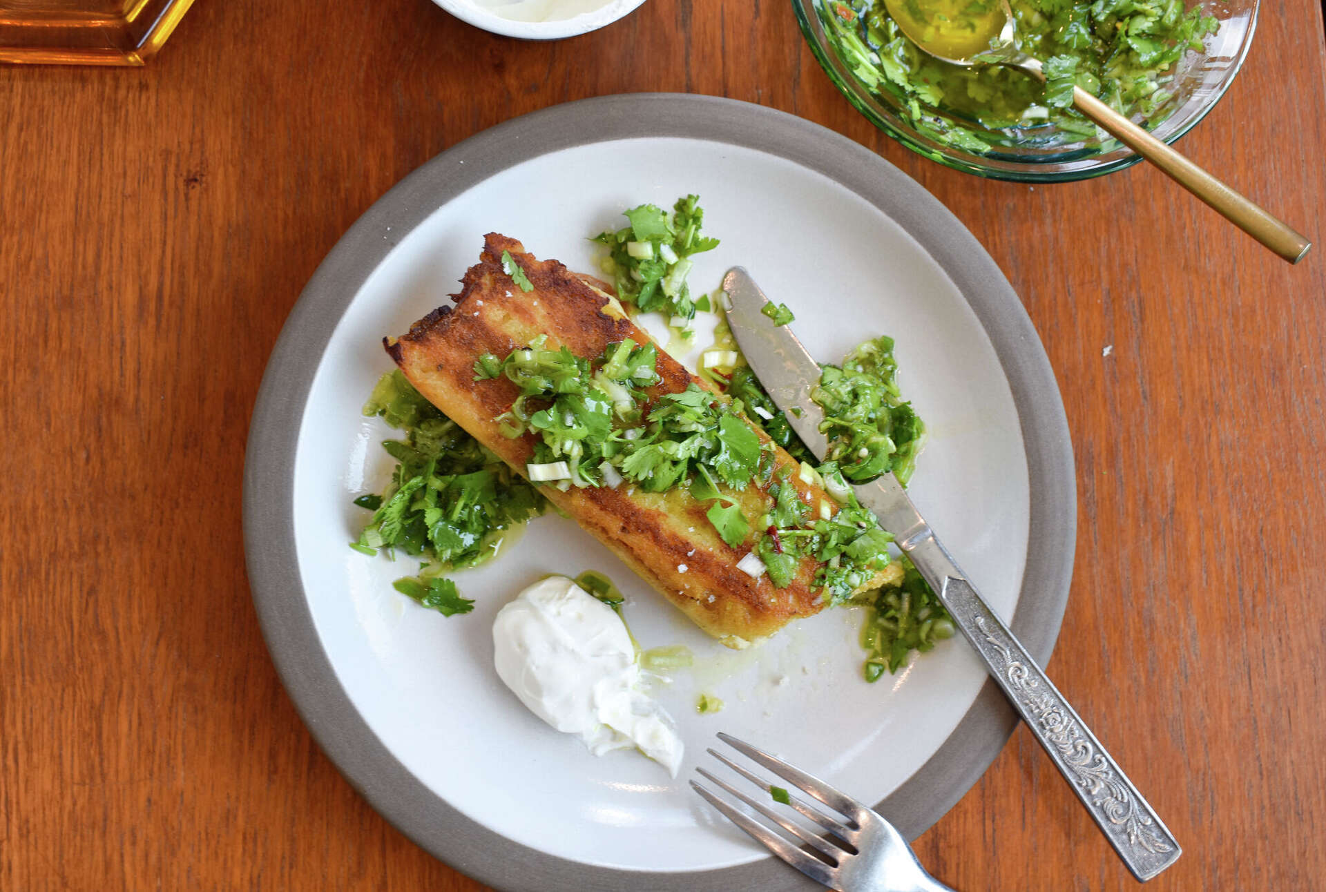 Recipe: Crispy Tamales With Salsa Verde and Sour Cream
