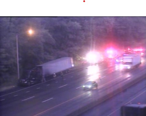 Tractor-trailer fire, crash cleared on I-95 in CT this morning