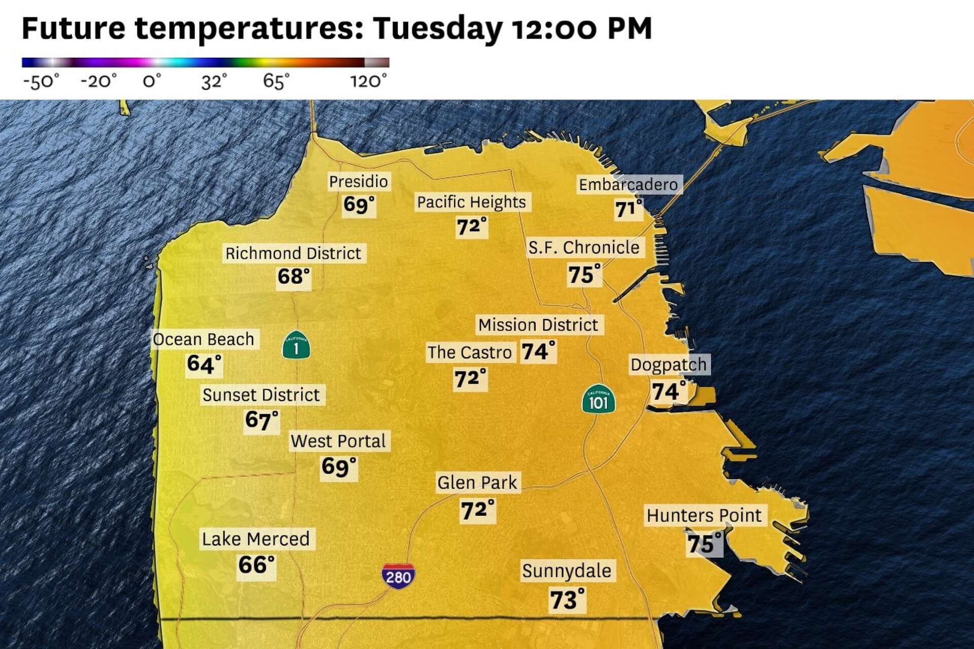 Temperatures to spike in S.F., Bay Area today. Here's the forecast