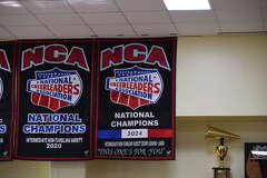 LBJ cheer reveals their NCA banner and memorial