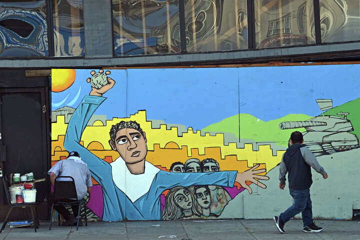 SF artist won’t give up on his pro-Palestine murals that get defaced