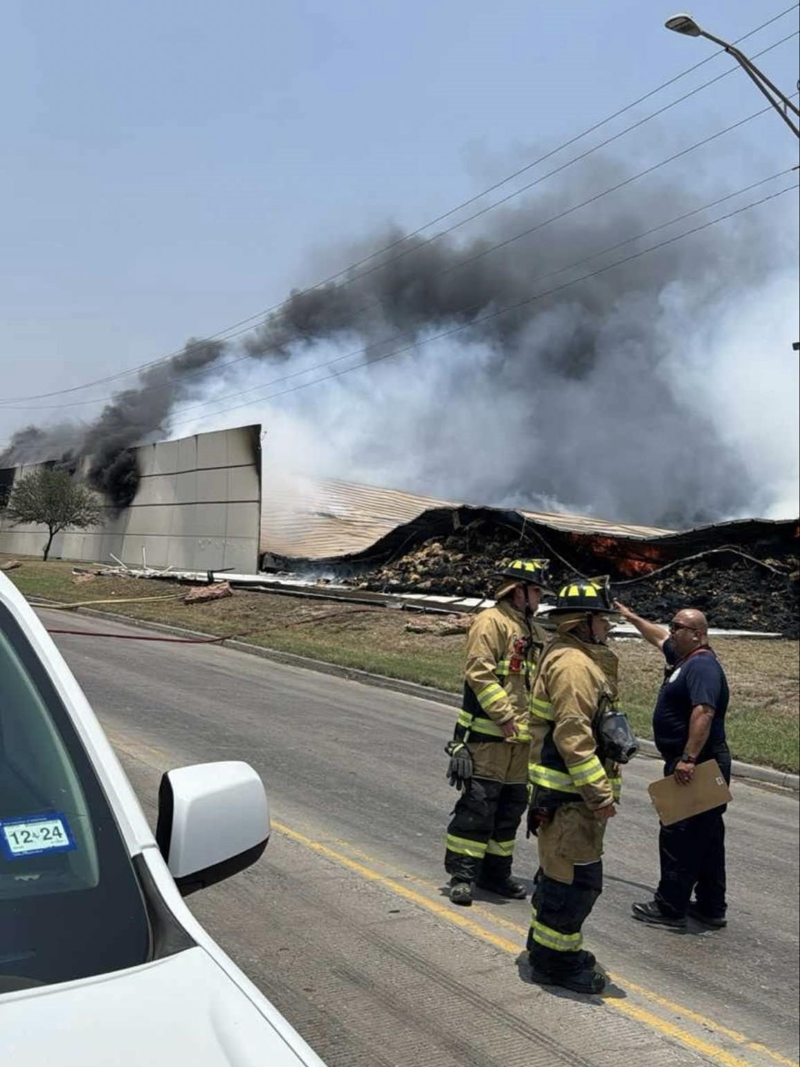 Laredo warehouse 'completely engulfed' in fire causes closures on I-35