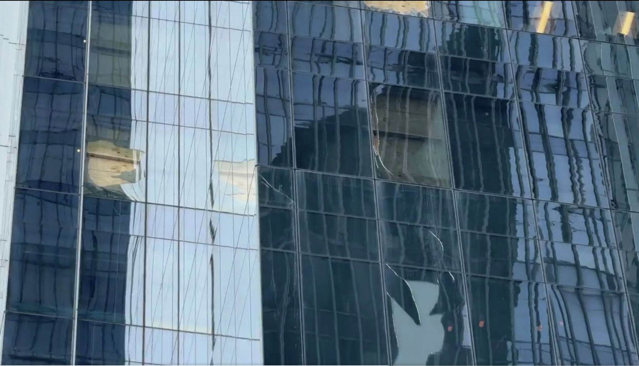 Houston's downtown towers hit yet again by fast-moving storm