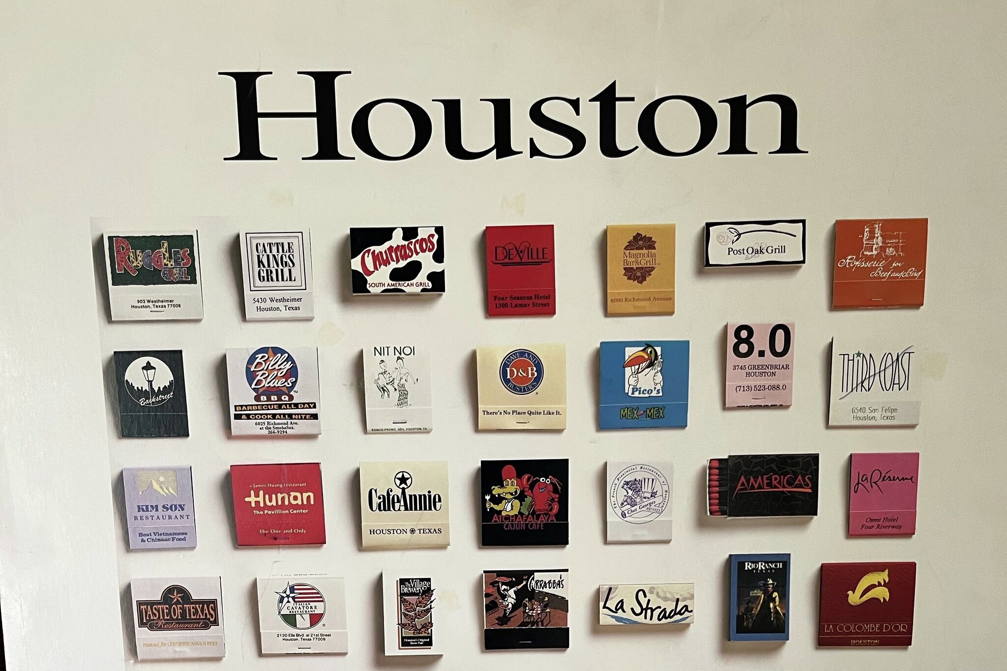 '90s-era Houston restaurant matchbooks resurface in old poster