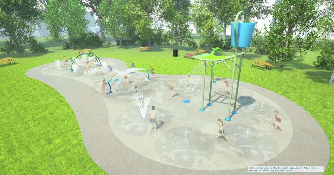 Splash Pad and playscape at Hemlock Park In Big Rapids underway