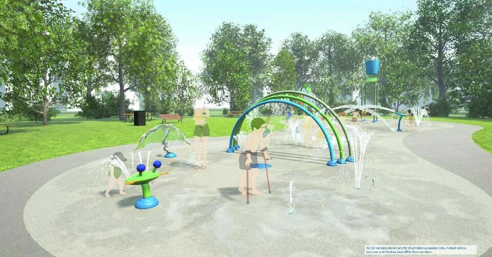 Splash Pad and playscape at Hemlock Park In Big Rapids underway