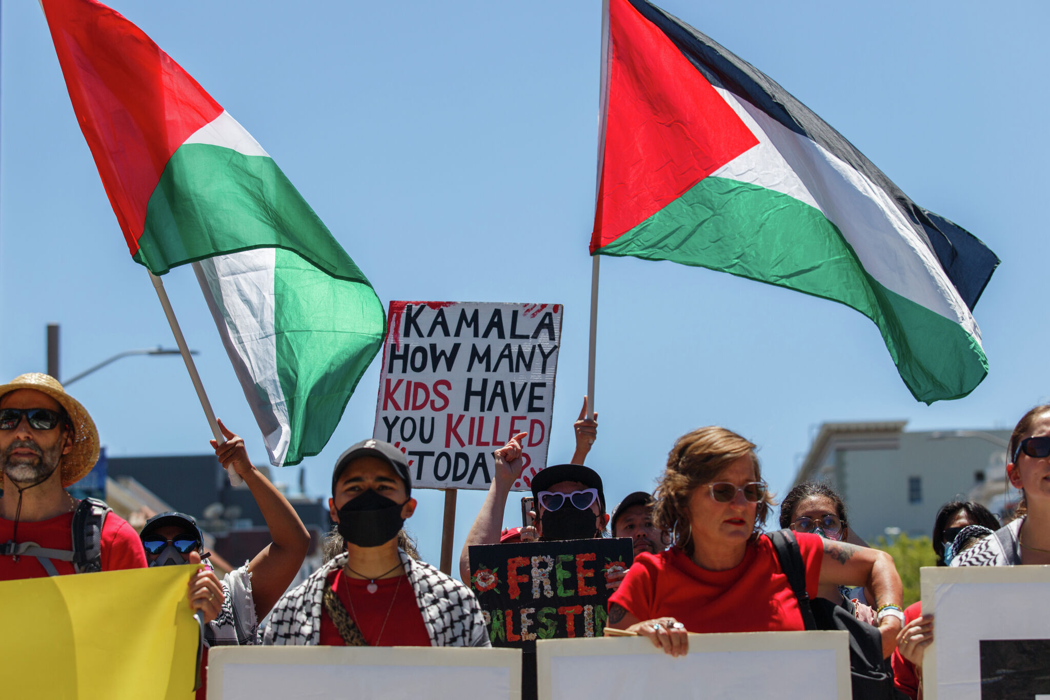 Protesters jam S.F. street ahead of fundraiser for VP Harris