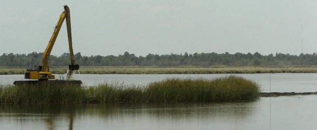 Dredging spoils to become marsh, storm barrier