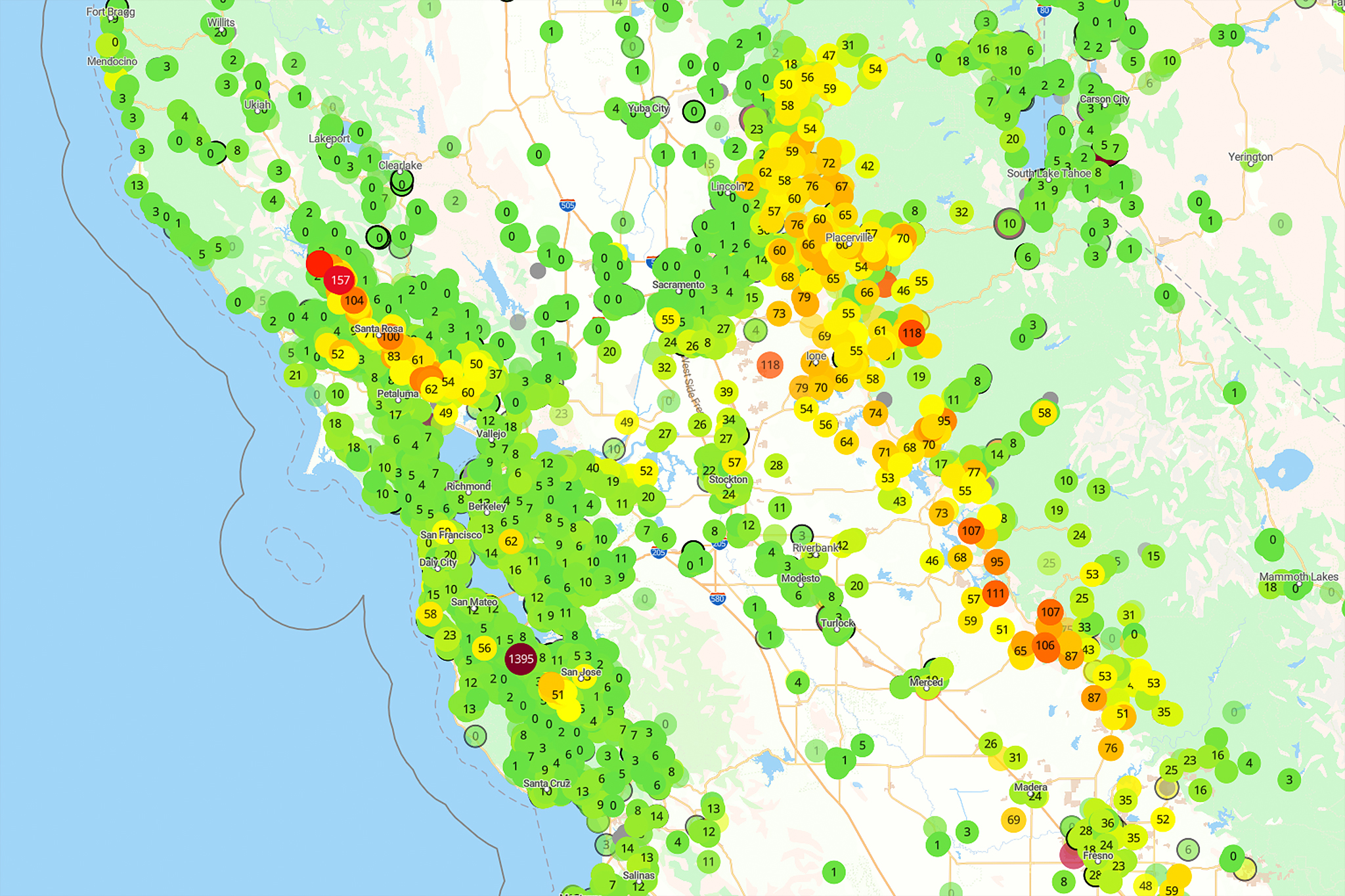 Where Bay Area air quality is expected to be worst due to fire smoke