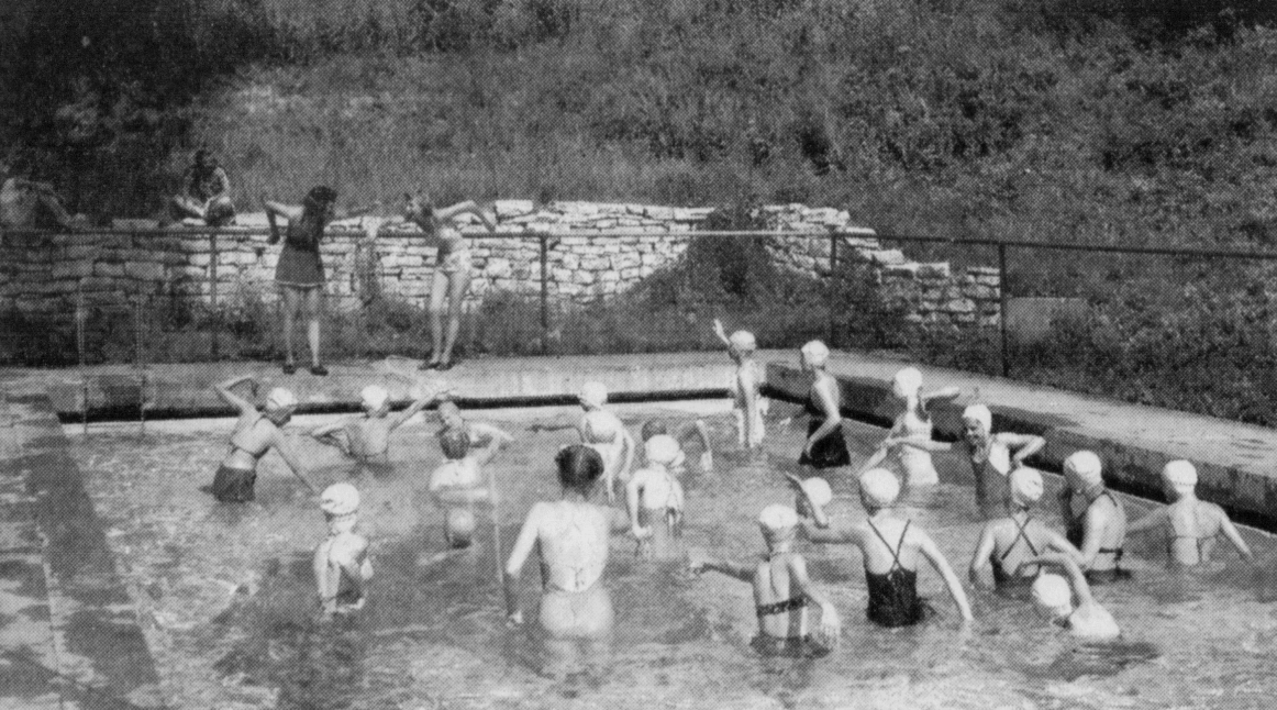 Camp Talahi swimming lessons at YWCA's camp in 1946