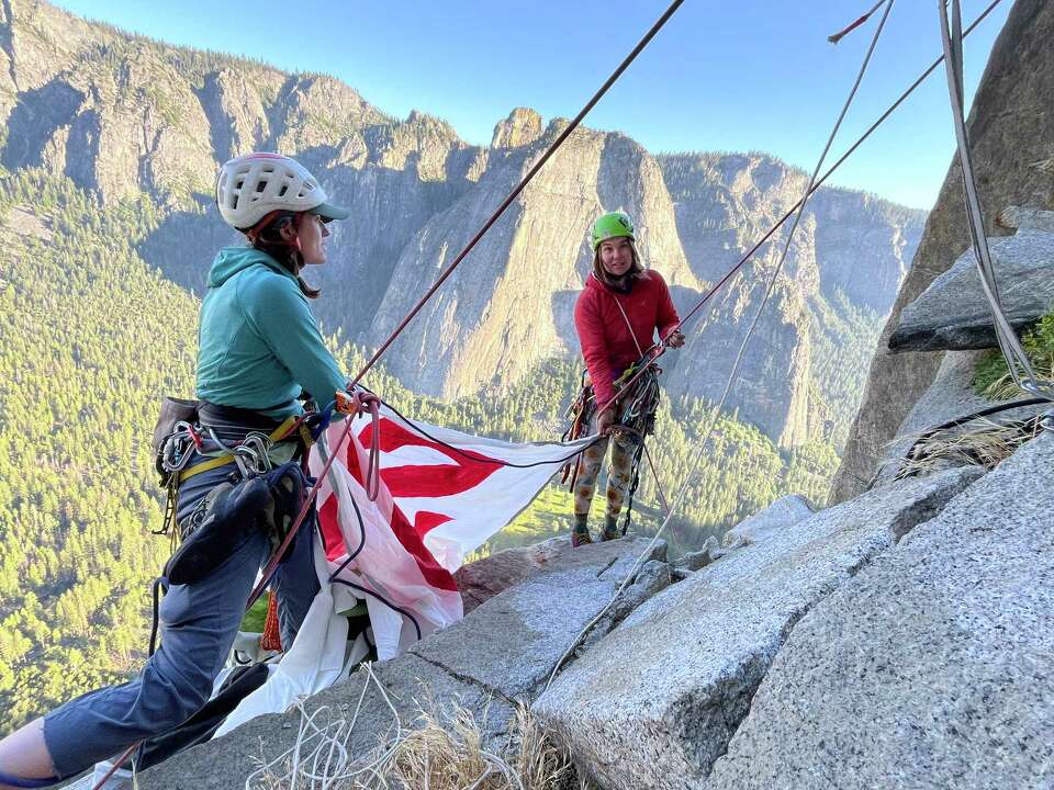 Yosemite climber-activists just hung a protest banner on El Capitan