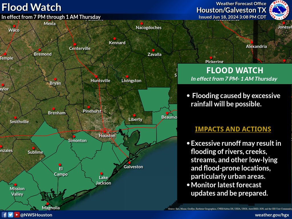 Houston taken off flood watch as forecast rainfall totals shrink