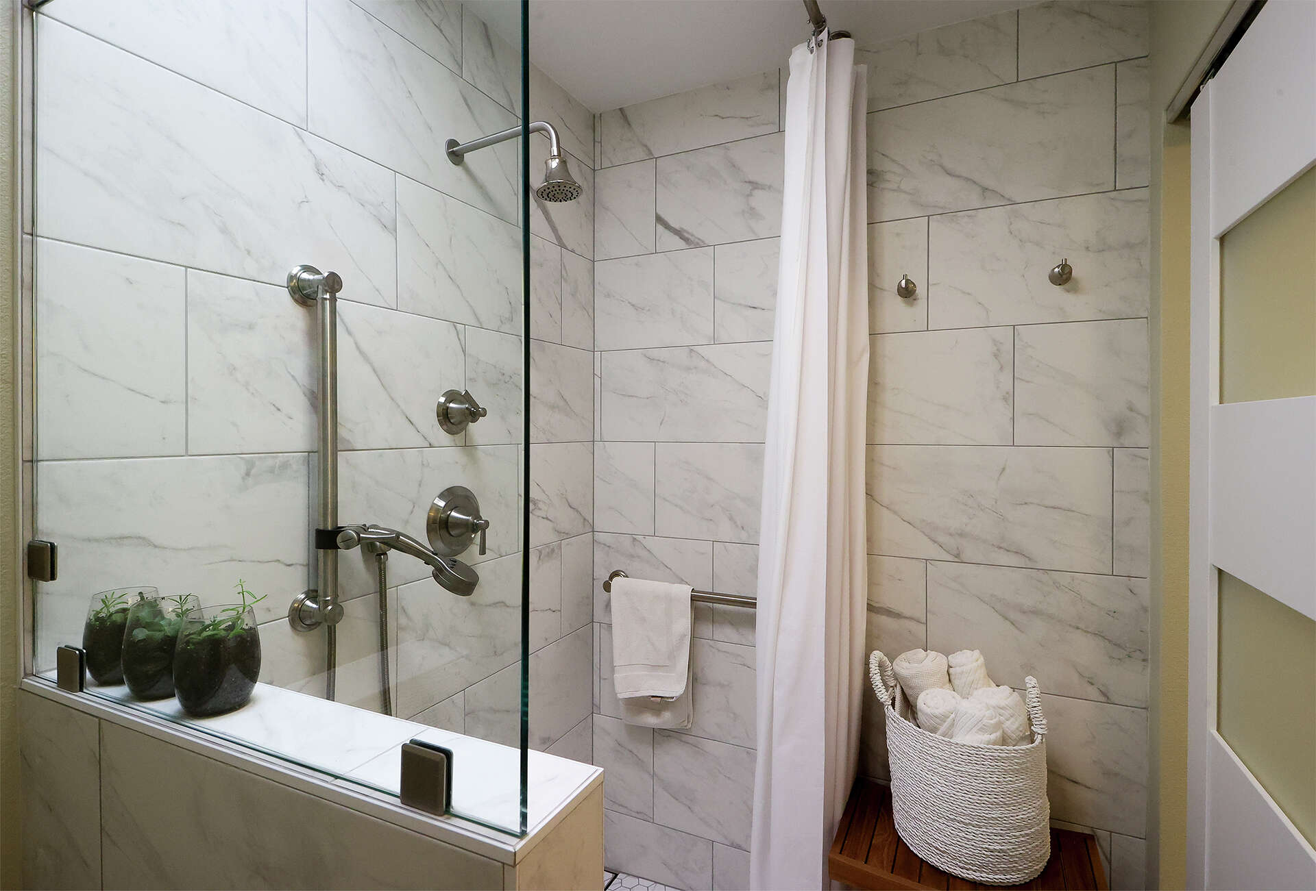 How a utilitarian bathroom reno evolved into a gorgeous spalike space