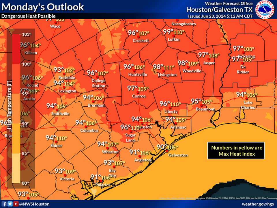 Houston humidity this week to make heat feel like 105-110 degrees