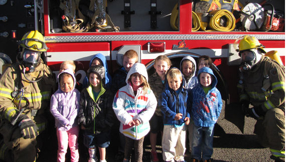 Firefighters teach students safety
