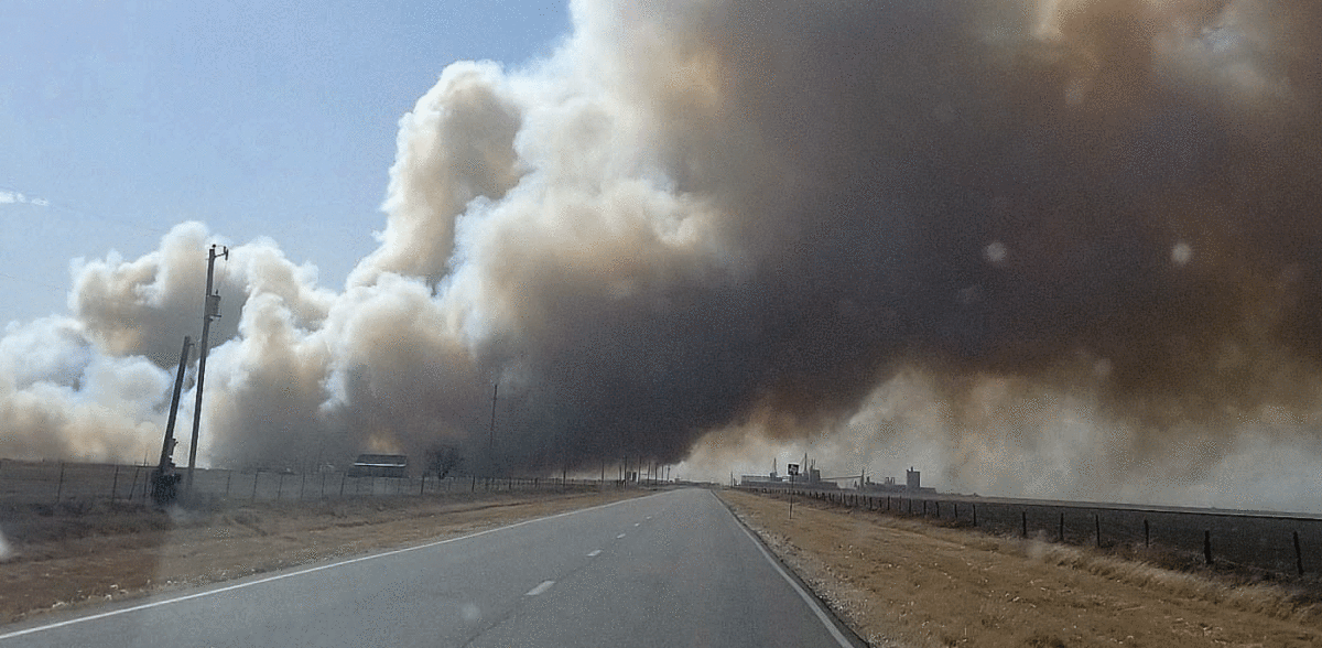 Cotton modules, pasture burn during Top of Texas Gin fire
