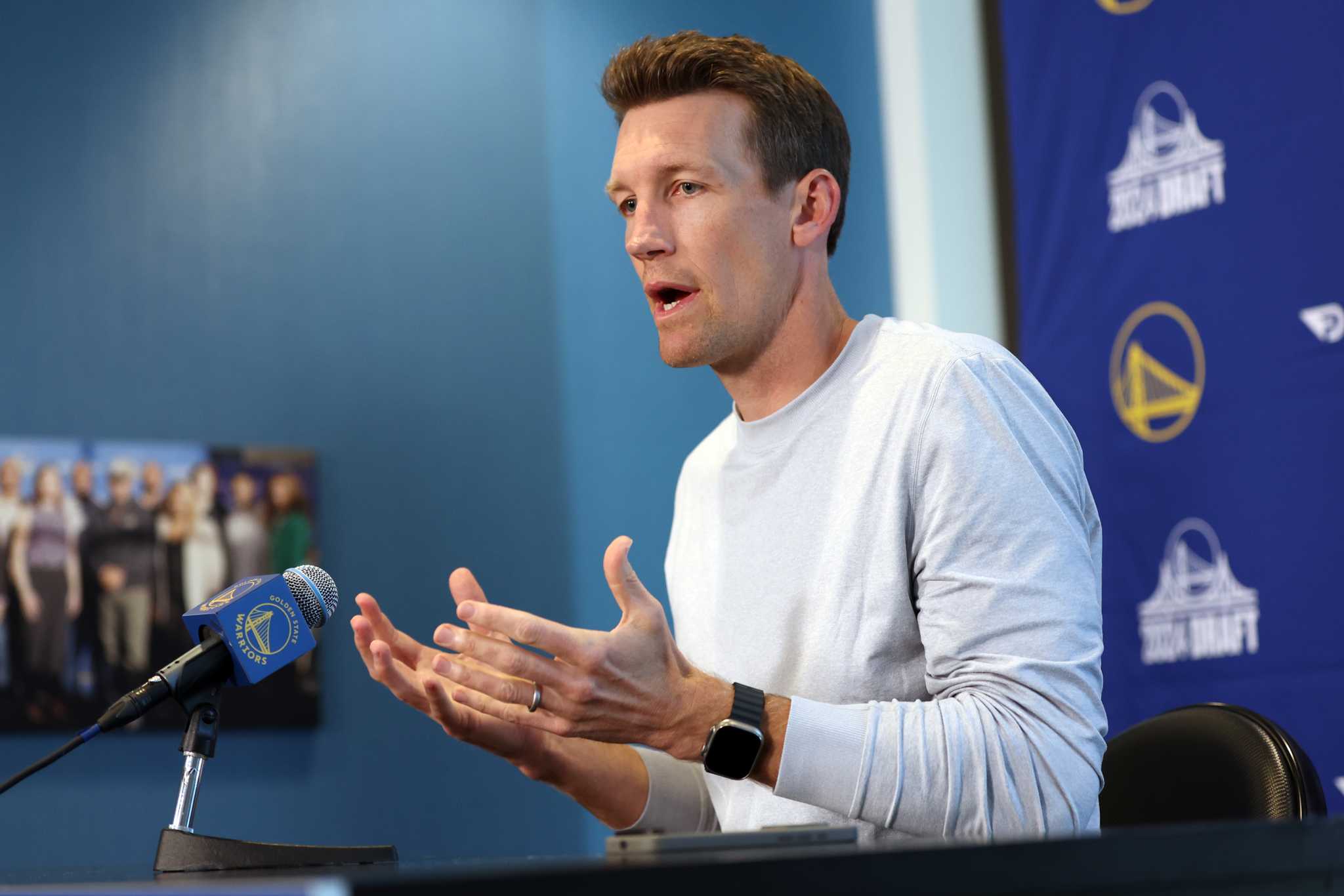 Warriors' GM Dunleavy talks Thompson, trades and Paul ahead of draft