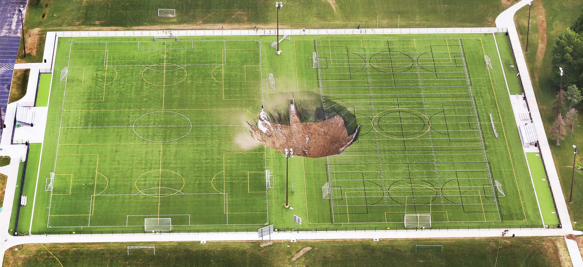 One year after Alton sinkhole: Park soccer fields remain closed