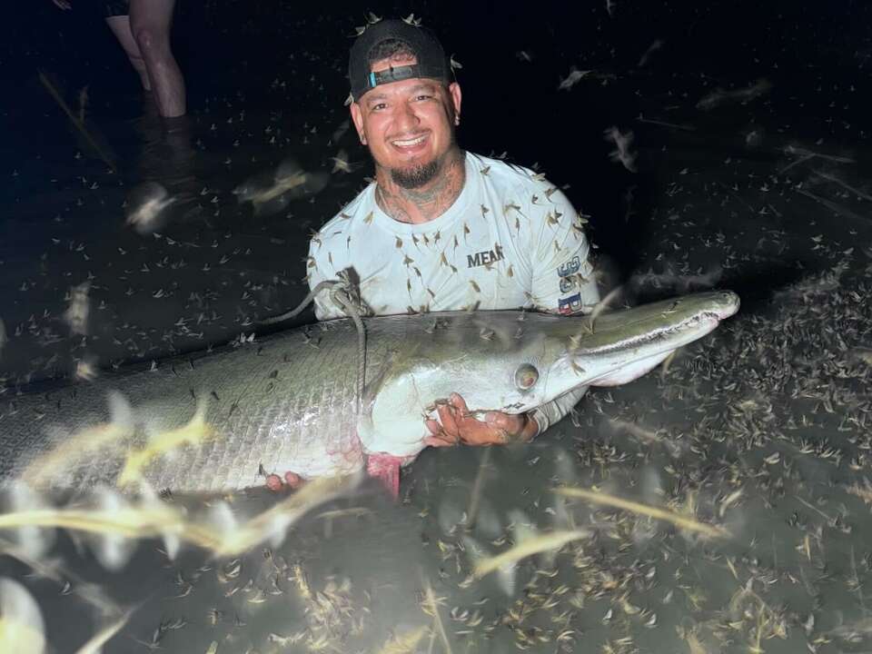 Angler catches 7-foot alligator gar at Lake Corpus Christi