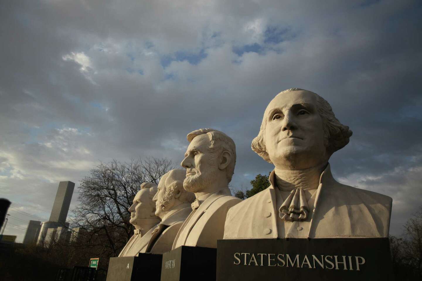 Why are there giant president heads around Houston?
