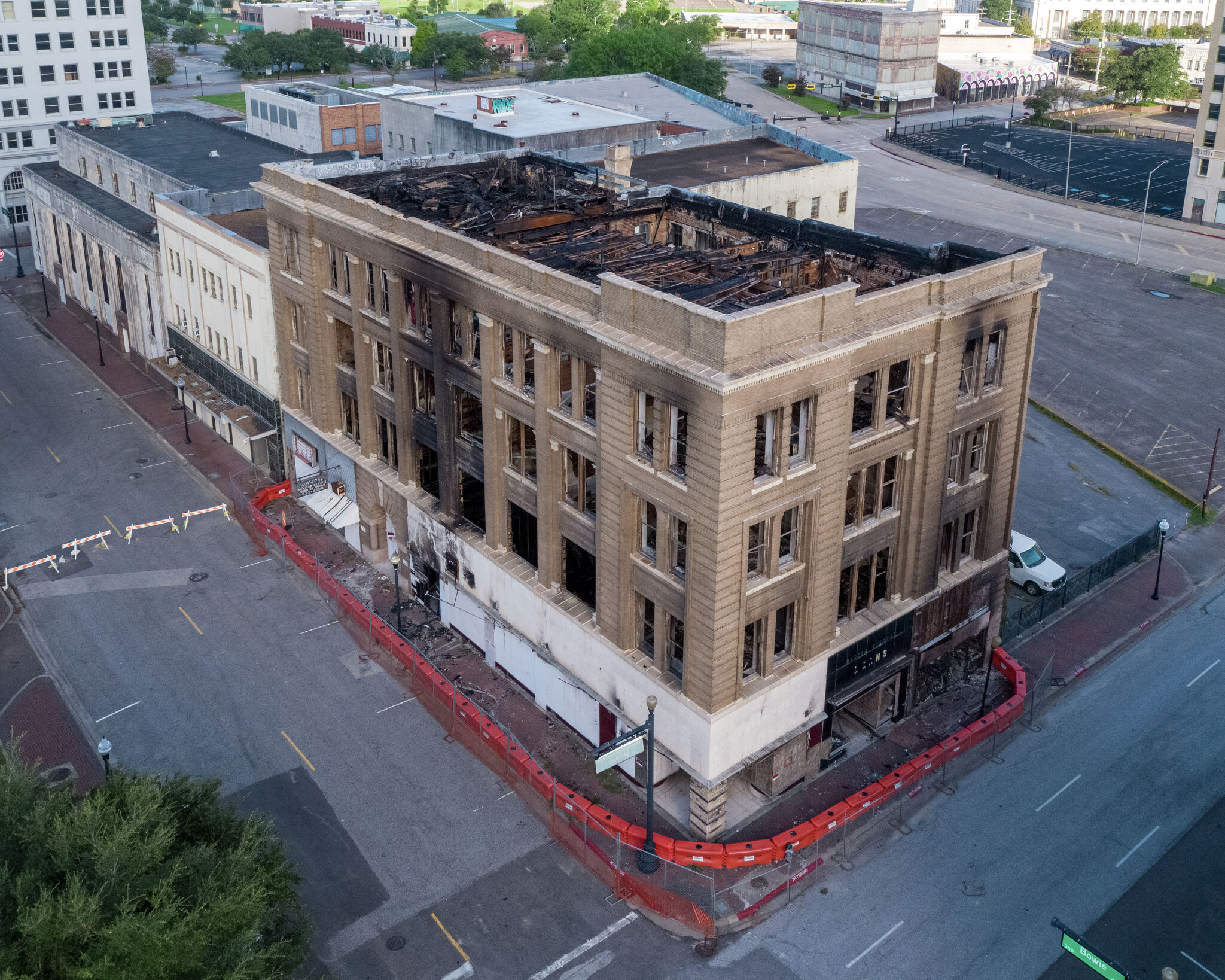 Photos show aerial view of Gilbert Building after 'total loss' fire