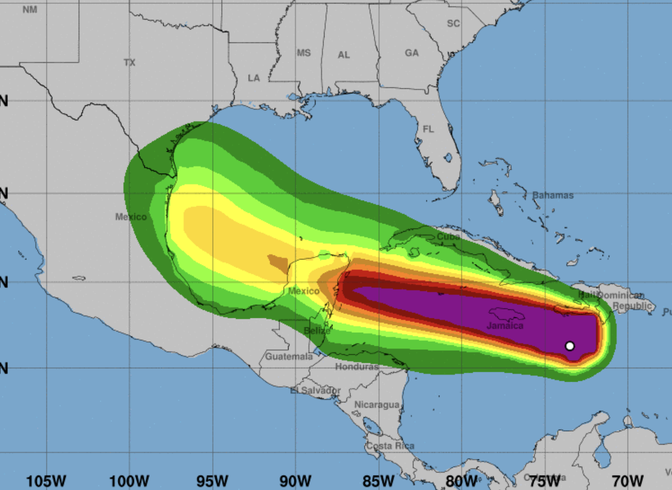 Hurricane Beryl's projected path shifts north after entering Gulf