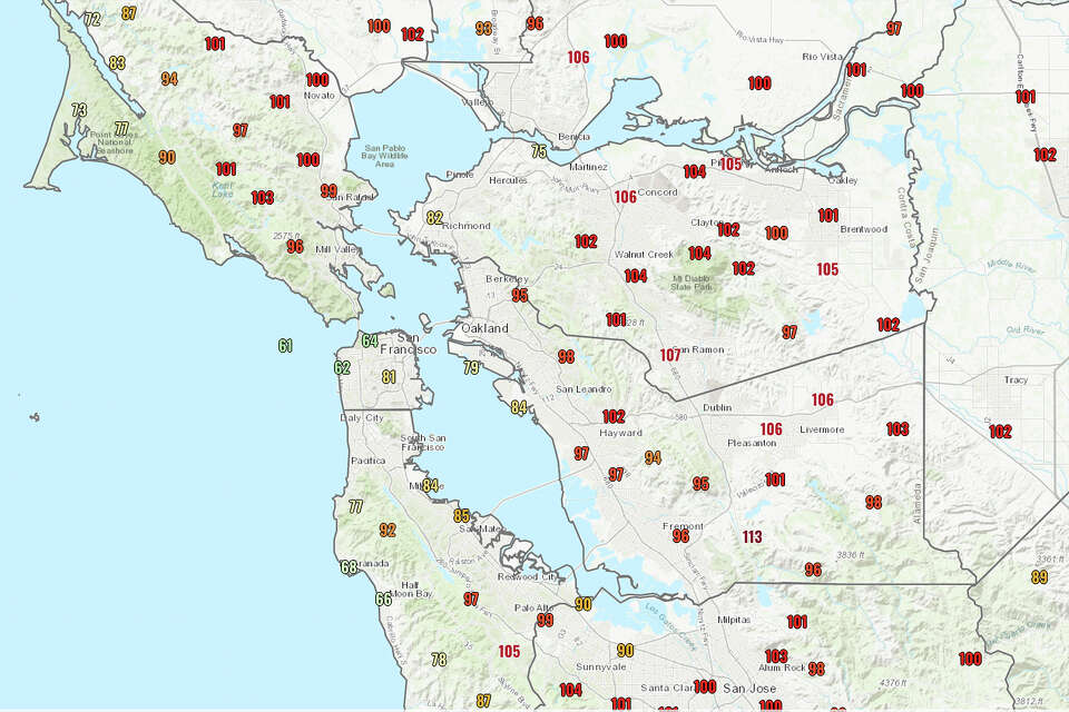 8 miles, 33 degrees: Map shows most drastic Bay Area heat changes