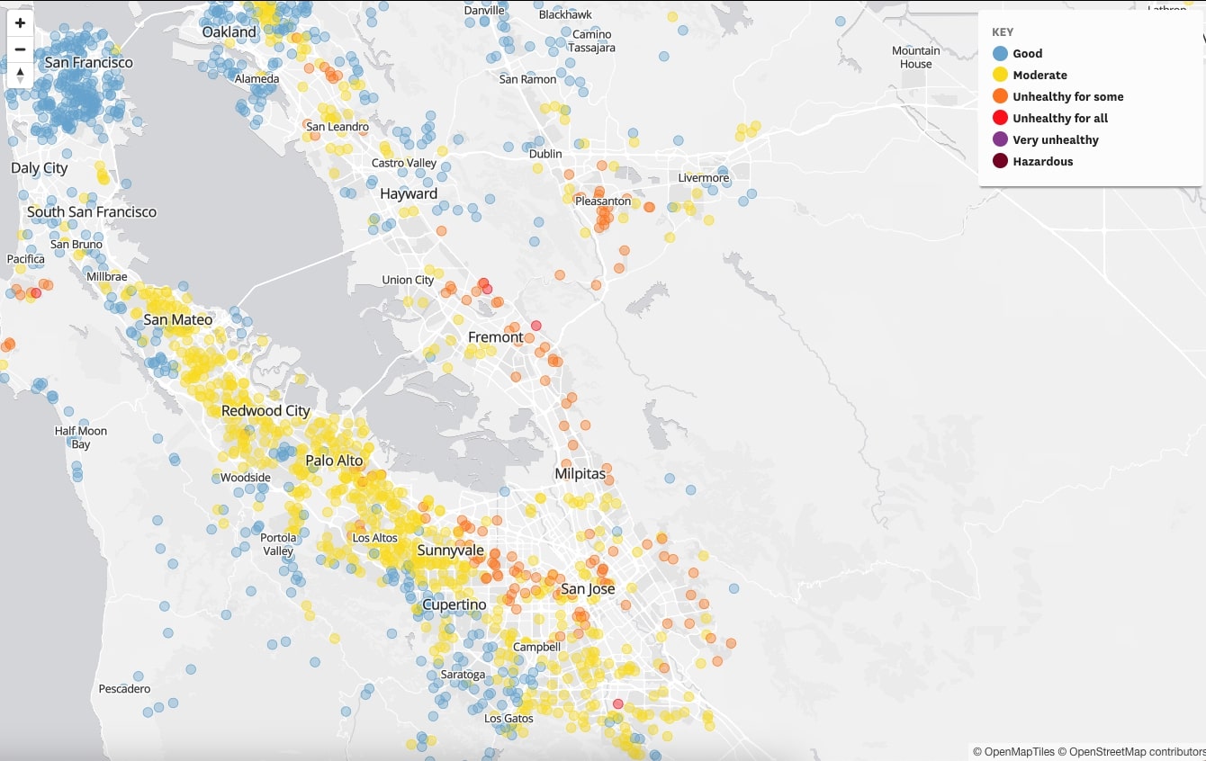 Bay Area air quality: Unhealthy air wafts through parts of South Bay